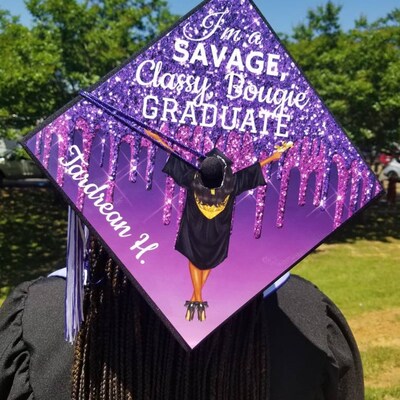 Graduation Cap Topper/classy Graduate/ Red Glitter/ Black Girl Magic - Etsy