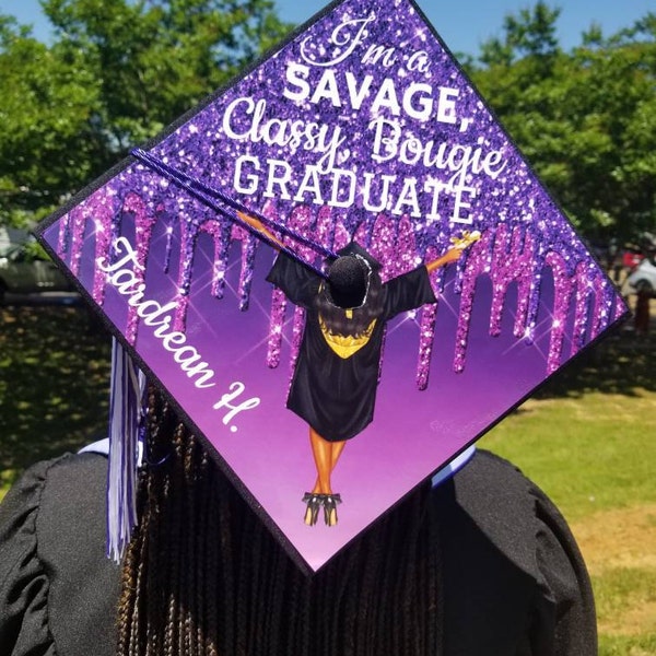 Graduation Cap Topper/classy Graduate/ Red Glitter/ Black Girl Magic - Etsy