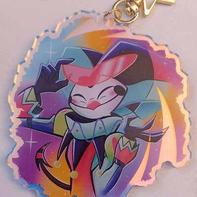 Alastor stayed Gone Hazbin Hotel hollographic Keychain - Etsy