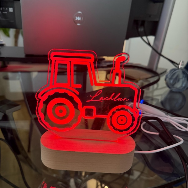 Personalised Tractor Night Light, Digger Light, Tractor Light, Nursery ...