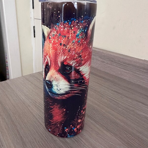 Alcohol Ink Red Panda 20 Oz Skinny Tumbler Sublimation Design Digital ...
