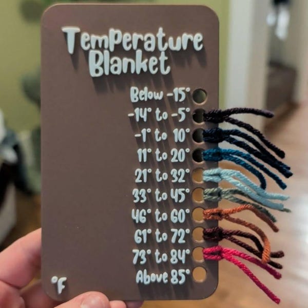 Temperature Blanket Color Chart Card | 3D Printed | Room for 10 Colors ...
