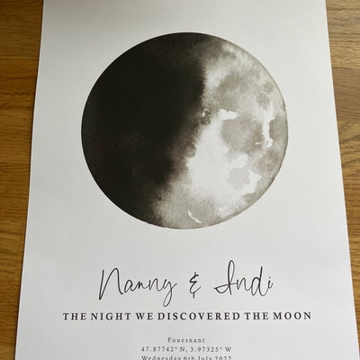 Moon Phase Print Fully Personalised, the Night We Met, Moons ...