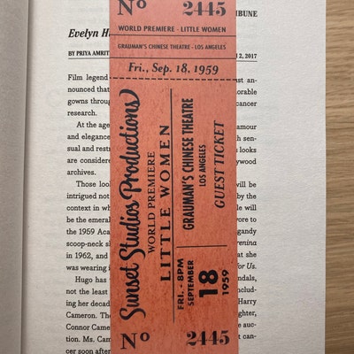 Old Hollywood Movie Ticket Bookmark Vintage Hollywood - Etsy