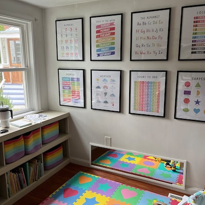 Educational Prints, Set of 8 Preschool Posters, Classroom Decor ...