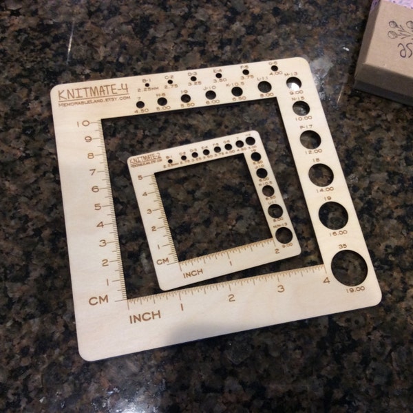 Knitmate © - Universal Knitting Rulers - Knitting Needle and Crochet Hook Gauge - Wooden Gift ...