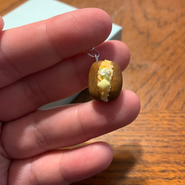 Baked Potato Charm, Polymer Clay Potato, Miniature Food Jewelry ...