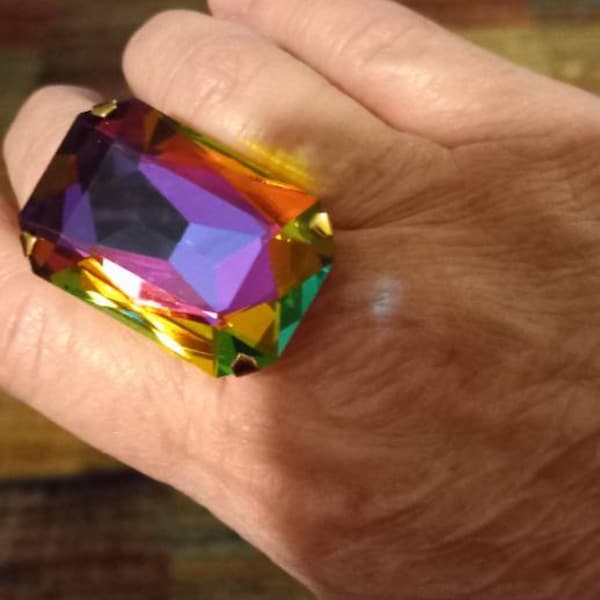 Cocktail Ring, Oversized Ring, Big Crystal Ring, Huge Stone Ring, Large ...