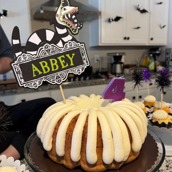 Sandworm Beetle Juice Sign Themed Personalized Party Cake Topper - Etsy