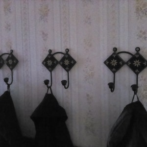 PAIR of Cast Iron Rustic Vintage Victorian Retro Door Knob Hook Shabby ...