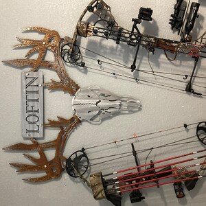 Deer Skull Rifle or Shotgun Rack, Custom Name or Logo Integration ...