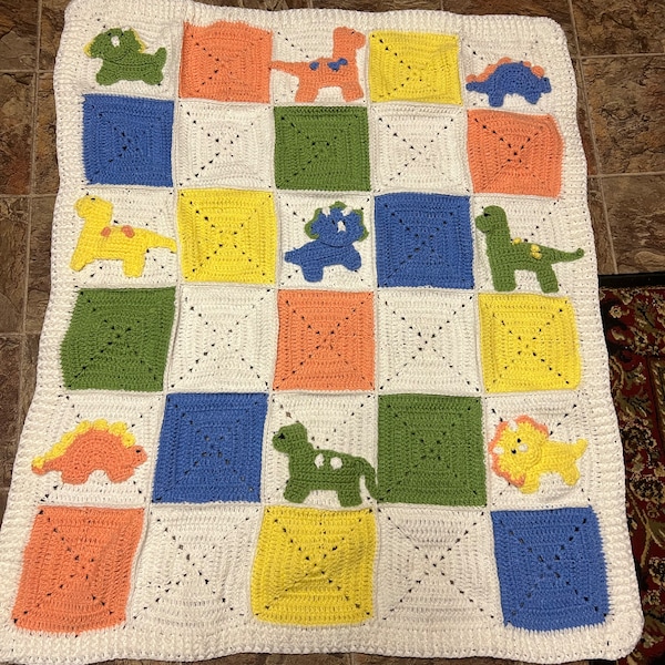 Dinosaur Blanket Crochet Pattern, Dinosaur Blanket Boys, Dinosaur ...