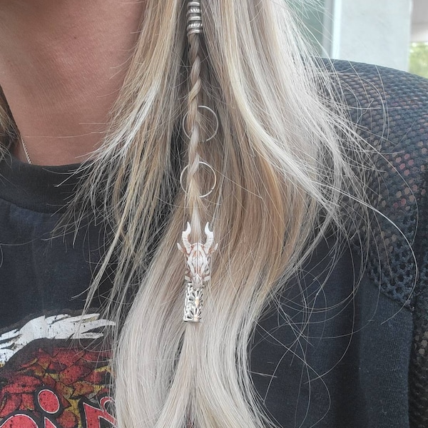 Dragon Skull Bead for Dreadlocks Hair Braiding and Beard, Resin Replica ...