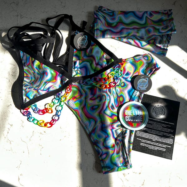 Rainbow "party" Belly Chain | Rainbow Kandi Belt | Decora Kei | Music ...