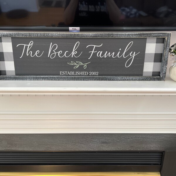 Black & White Buffalo Check Framed Wood Wall Sign, Farmhouse Wall Art ...