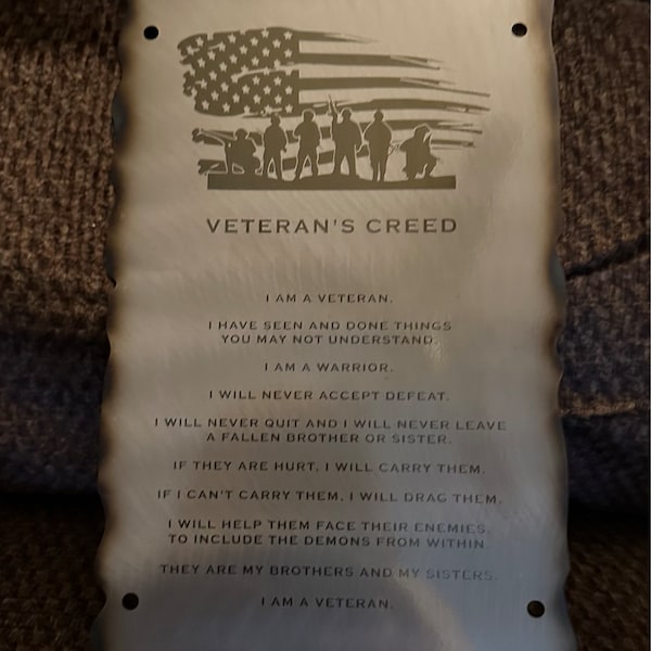 Veterans Creed Metal Scroll, Veteran Gift, Fourth of July, Memorial Day ...