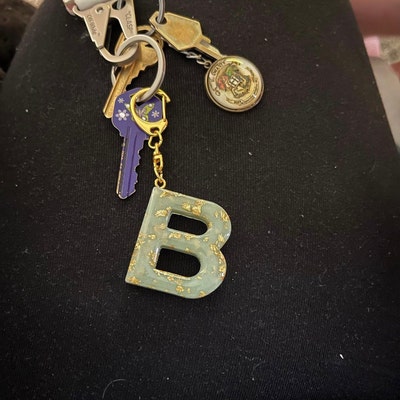 Custom Initial Keychain Pastel & Gold Letter Keychain Resin Letter ...