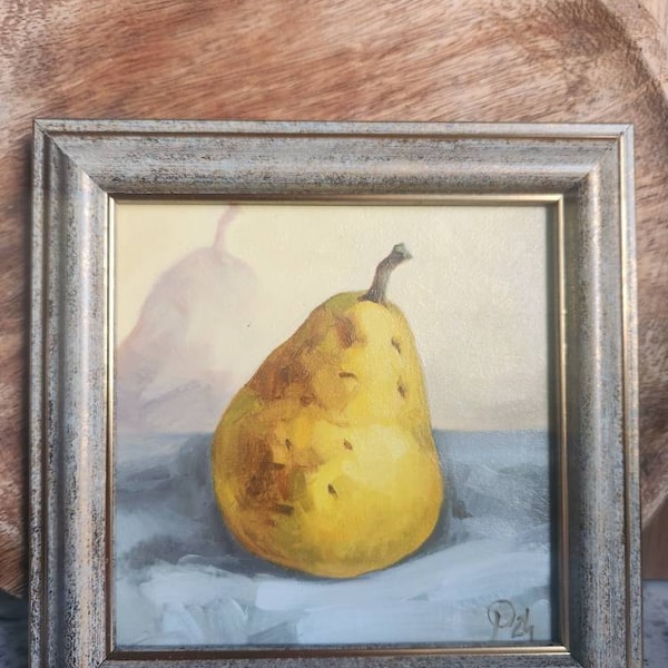 Pear Small Kitchen Art Original Oil Painting Framed Still Life Dining ...