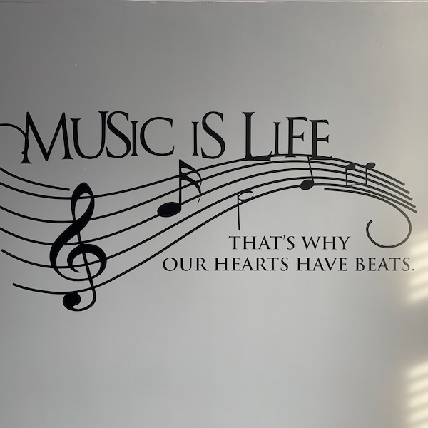 Music is Life Wall Art Quote, PVC Decal, Wall Art Sticker, Home Decor ...