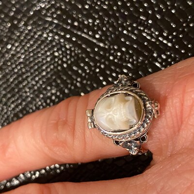 Maple Leaf and Skull Ring,goth Ring,pearl Skull S925 Sterling Silver ...