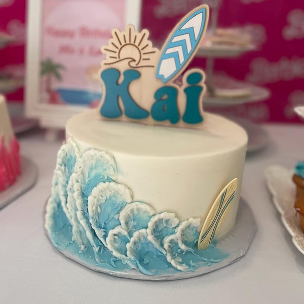 Custom Surf Cake Topper, Surfboard Birthday, Surfing Party Decor ...