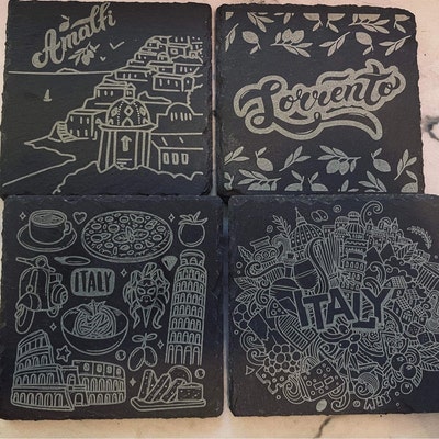 Elegant Slate Christmas Coasters Set set of 4 Natural Slate Drink ...