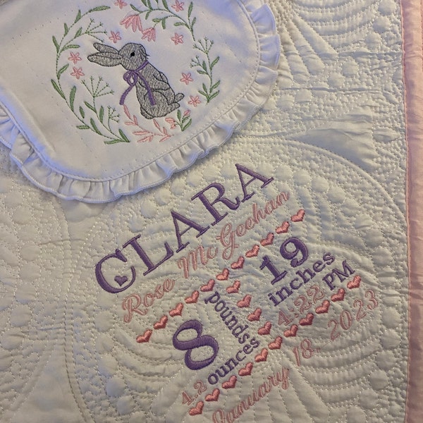 Birth Announcement Embroidery Design - Personalized Baby Gift - Baby ...