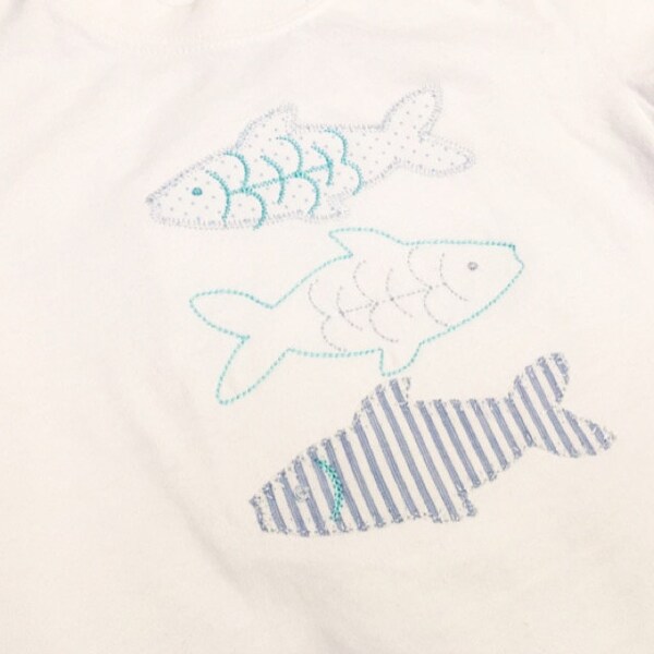 Three Fish Applique Embroidery Design - Etsy