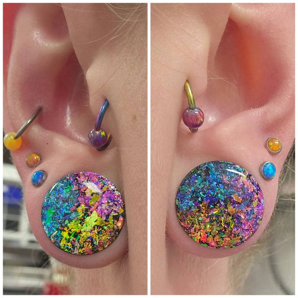 Black 'shimmer' Rainbow Plugs – for Stretched Ears Blue Pink Yellow ...
