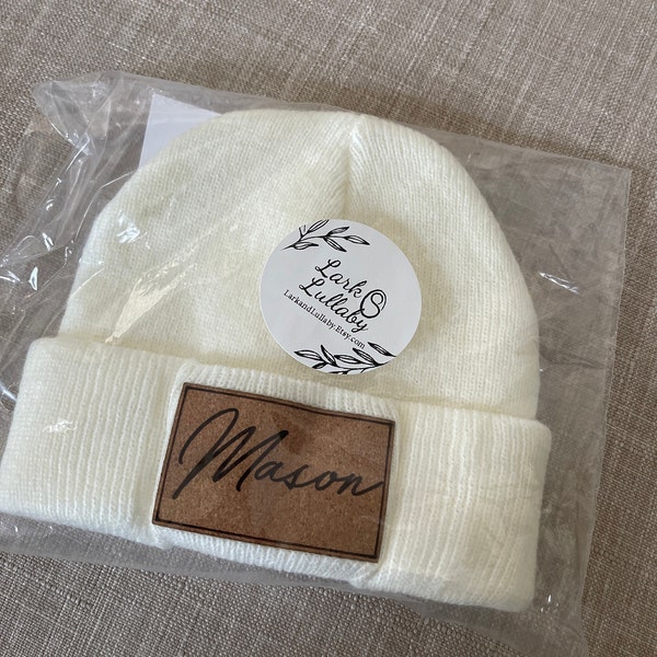 Custom Baby Beanie Gender-neutral Baby Hat With Name on Patch Toddler ...