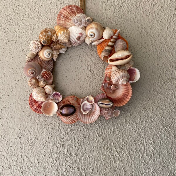 Newbeautiful 12 Seashell Wreath Wall Hanger With Starfish and Sand ...