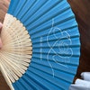 Light Blue Laser Engraved Silk Hand Fans,personalized Bamboo Silk Fans ...