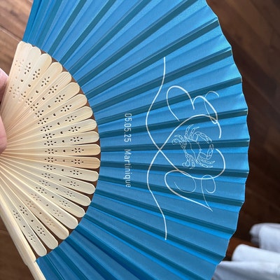 Light Blue Laser Engraved Silk Hand Fans,personalized Bamboo Silk Fans ...