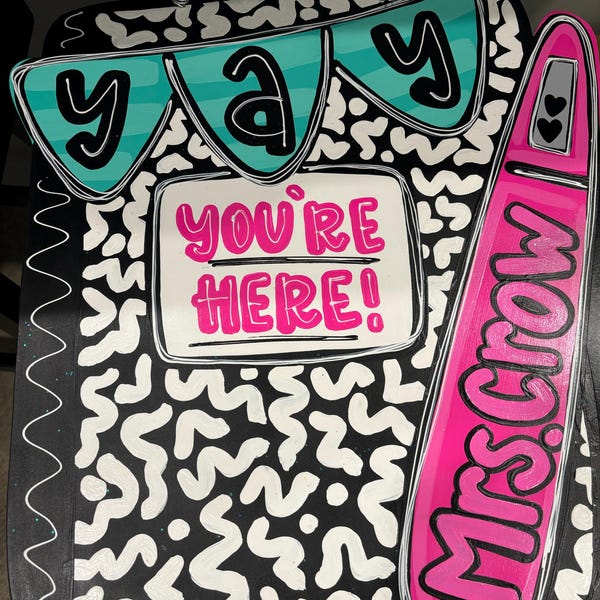 Teacher Door Hanger, Classroom Door Hanger, Back to School, Retro Door ...