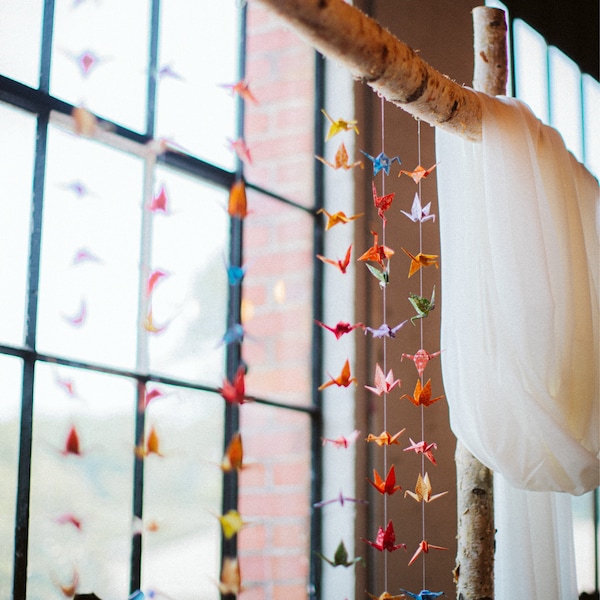 Handmade Rainbow Origami Crane Wall Hanging - Etsy