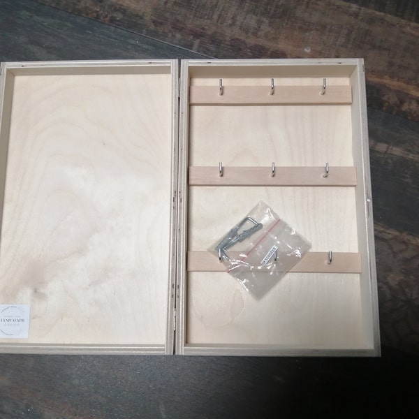 Natural Unpainted Wooden Key Box, Hanging Key Box, Key Hooks, Rustic ...