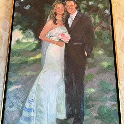 Wedding Family Photo Custom Portrait Painting, Father Gift Art Decor ...