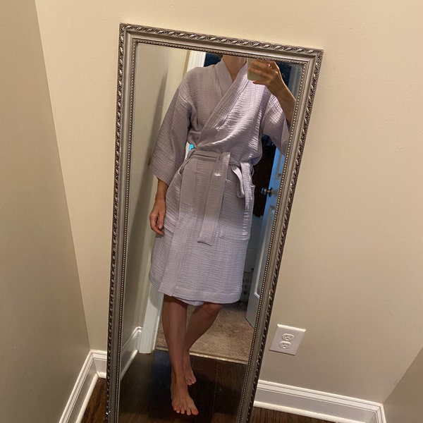 Muslin Robe Woman Gauze Bathrobe Cotton Hooded Gown Robe Dressing Gown ...