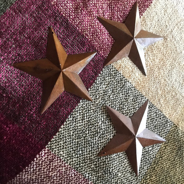 Burgundy Barn Stars, (3)- 3.75”x3.75” , Metal Stars, Custom Painted ...