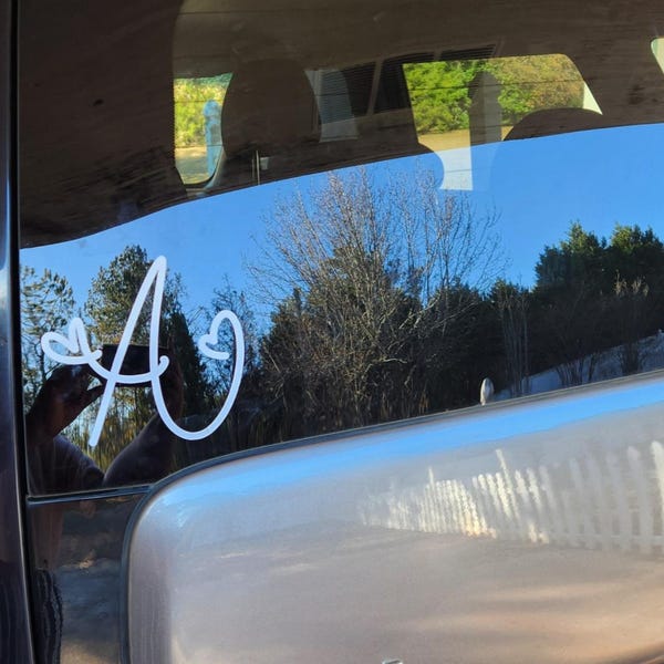 Decal | CUTE Single Initial Decal | Initial With Heart Loop Accent ...