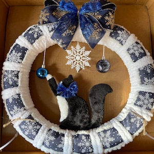 Furry Black Reaching Cat Wreath Attachment. Wood Reaching Cat - Etsy