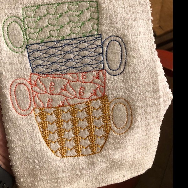 Teacups Redwork Machine Embroidery Pattern Design Download 4x4 5x7 ...