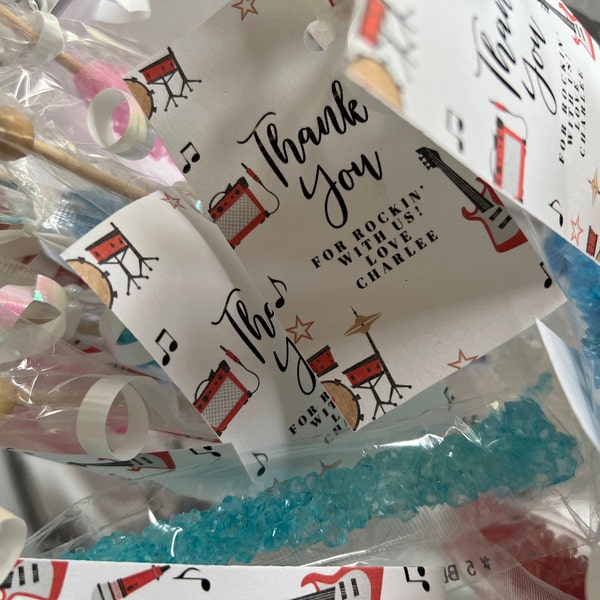 Music Birthday Favor Tag - Rock Birthday Party, Guitar Birthday Decor ...