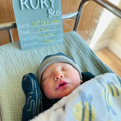 3D Acrylic Newborn Baby Birth Announcement Personalized Newborn Stat ...