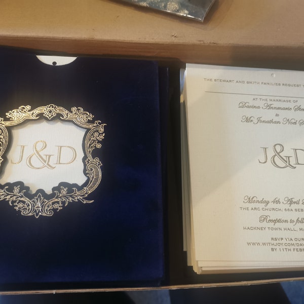 Classic Simple Wedding Invitation, Elegant, Embossed Cream Black Color ...