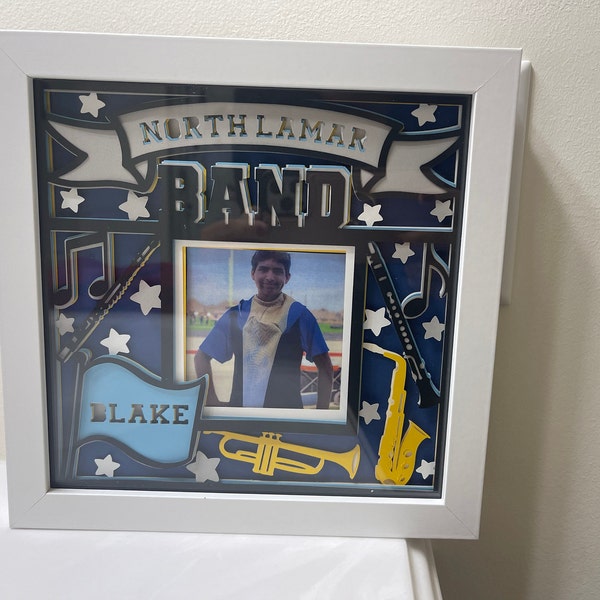 Personalized Band Shadow Box Svg, Band Shadow Box, 3d Music Svg, 3d ...