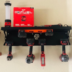 Power Tool Rack Organizer With Battery Rack and Charging Shelf ...