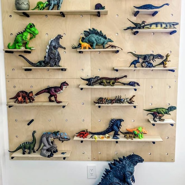 Modern Wooden Pegboard Wall Display Organizer Storage Rack Retail ...
