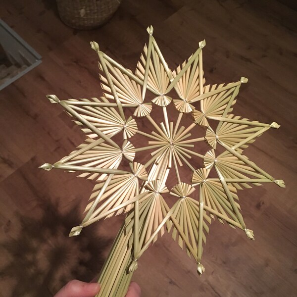 Straw Star Christmas Tree Topper – Handmade Ukrainian Ornament, Rustic ...