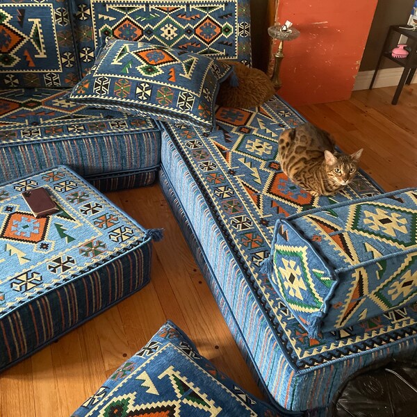 Maroon Floor Sofa Seating Set,ottoman Couch Rug,floor Seating Pillows ...